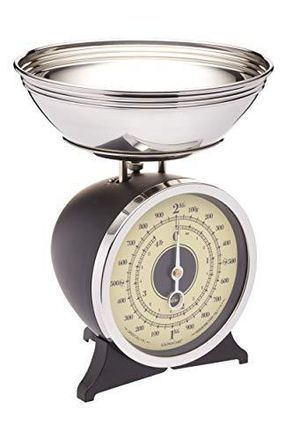 KitchenCraft Classic Collection - Balance de Cuisine M&eacute;canique avec Bol, Livr&eacute;e dans une Boite Cadeau, Capacit&eacute; 2 kg, Noir