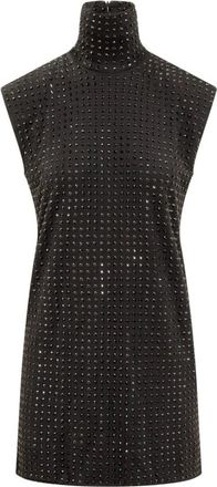Sportmax Femme, Robes, Noir, Taille: 42 FR Embellished Turtleneck Mini Dress