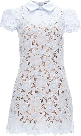 Self Portrait Femme, Robes, Bleu, Taille: 38 FR Guipure Lace Mini Dress