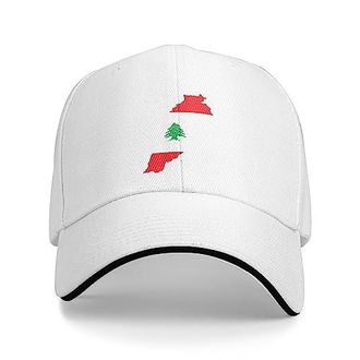 Generic Casquettes Sport Carte du Drapeau Libanais Casquettes Baseball Réglable Solaire Cap Anti-UV pour Extérieur Femme Été