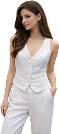 Aniye By Femme, Vestes, Blanc, Taille: 34 FR Gilet cintr&eacute; &agrave; simple boutonnage