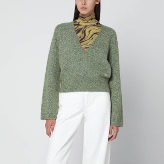 Ganni Gr&uuml;ner Strickpullover aus Wollmischung