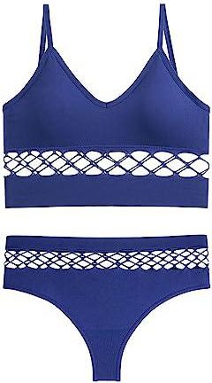 Generic Femmes Lingerie Sexy Ouvert Entrejambe Sport Ensemble sans anneau en acier Grande taille Sous-v&ecirc;tements de charme pour, bleu, XL