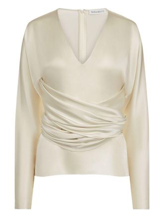 Nina Ricci Womens Fitted Top Cream Viscose Tops