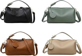 Generic Sac &agrave; bandouli&egrave;re en cuir PU de couleur unie pour femmes avec fermeture &eacute;clair pour les sorties et les d&eacute;placements (noir)