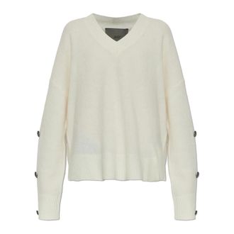 Akep Pullover mit Kn&ouml;pfen an den &Auml;rmeln - - Knitwear - Damen - Beige - XS