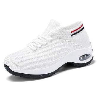 Generic Baskets Compens&eacute;es Femme Basket Running pour Plates D&eacute;contract&eacute;es Femmes Elegante Respirante D&eacute;contract&eacute;e Maille Solide Lacets Chaussures Marche en Mo