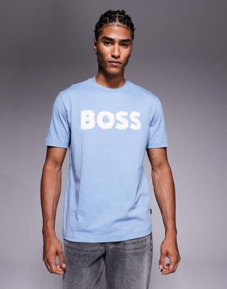 Boss Orange by Hugo Boss T-shirt coupe classique avec logo effet glac&eacute; sur le devant - Bleu clair