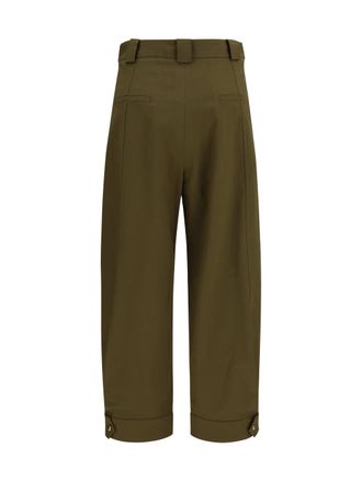 Max Mara Womens Adorni Cropped Pants Kaki Scuro Cotton; Elastane Trousers
