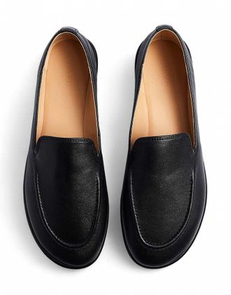 NA-KD mocassins en cuir arrondis noirs