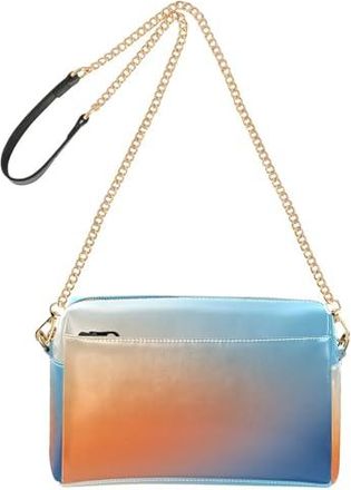 HMZXZ Sacs à bandoulière en cuir pour femme, petits sacs à main à bandoulière, dégradé de couleur bleue et grise