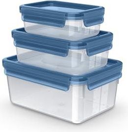 Emsa Clip & Close Eco Frischhaltedosen-Set, 3-tlg., 0,55/1,0/2,2 L, Öko-Design, auslaufsicher, hygienisch, mikrowellen-/gefrier-/spülmaschinengeeignet, BPA