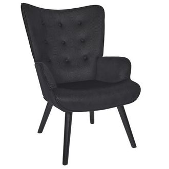 The Home Deco Factory HD0364, Giulia Black Wohnzimmersessel, Lounge Edition, Möbel, Sitz, Sofa und Sessel, 68x96x75 cm, Sitzhöhe 43 cm, Schwarz