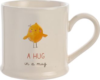 Widdop and Co Celebrations - Love Life - A Hug in a Mug Keramiktasse mit Huhn-/Küken-Prägung - Küchengeschenk und Haushaltswaren für Tee, Kaffee und heiße Getränke 