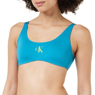 Calvin Klein Damen Bikinitop Bralette Gepolstert, Blau (Clear Turquoise), M