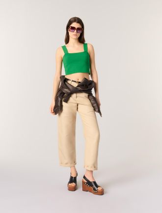 Maje Crop Top Aus Strick - Gr&uuml;n - Gr&ouml;&szlig;e 36 - Maje