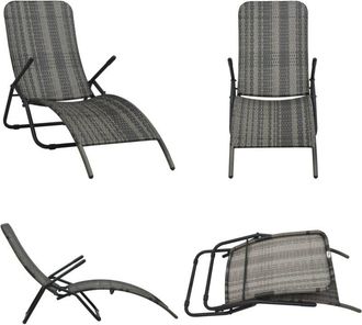 vidaXL Vidaxl - Klappbare Sonnenliege Poly Rattan Grau - Sonnenliege - Gartenliege - Relaxliege - Outdoor M&ouml;bel - Poolliege - Home & Living