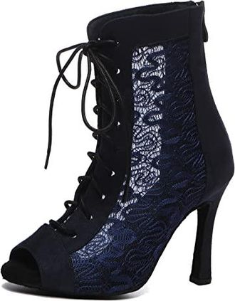 Minitoo Bottines de Danse Femme Ete Fete Prom Formal Sandals Chaussure Bout Ouvert L546 Bleu 10cm Talon EU 39