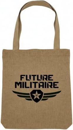 Fabulous Sac Shopping Tote Bag Aspect Lin - Future Militaire Arm&eacute;e Avenir M&eacute;tier H&eacute;ros - Sac de Courses Toile Epaisse 360g Beige Naturel Cabas Port&eacute; Epaule Sol