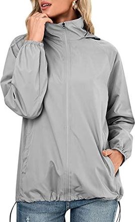 Generic Vestes l&eacute;g&egrave;res et solides &agrave; capuche avec poche zipp&eacute;e pour femme 2026, gris, L