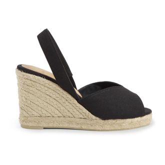 Castaner Femme, Chaussures, Noir, Taille: 37 EU Sandales Brisa en coton bio et talon compensé de 9 cm