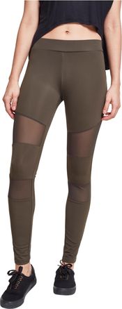 Urban Classics Damen Ladies Tech Mesh Leggings Leggings, Dark Olive, 4XL