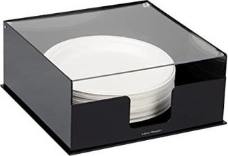 Mind Reader Foundation-Kollektion Spender f&uuml;r Teller mit Deckel, f&uuml;r Fr&uuml;hst&uuml;cksraum, Serviergeschirr, Plastik, Schwarzer Kunststoff, Plate Holder