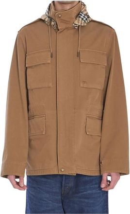 Burberry Homme, Vestes, Brun, Taille: S Parka &agrave; Capuche en Coton