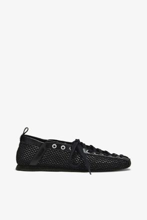 Ganni Sporty Ballerina in schwarzem Mesh - Gr&ouml;&szlig;e 35 schwarz