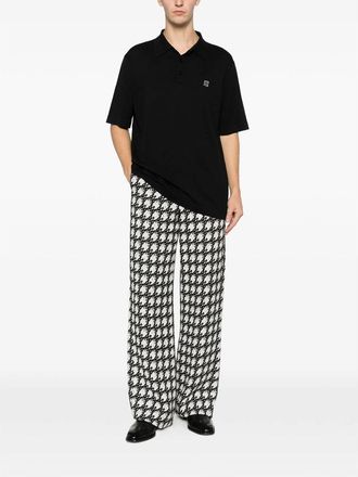 Balmain Logo-Embroidered Silk-Cotton Blend Polo - Black