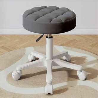 Generic H&ouml;henverstellbarer Rollhocker Mit Rollen & 360&deg; Drehfunktion - Weicher Kunstleder Sitz, Armlos Und R&uuml;ckenfrei, Ideal F&uuml;r B&uuml;ro, Homeoffice, Salon, Spa,