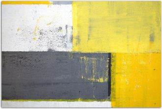 Paul Sinus Art 120x80cm - WANDBILD Malkunst Kunstwerk grau/gelb abstrakt - Leinwandbild auf Keilrahmen modern stilvoll - Bilder und Dekoration