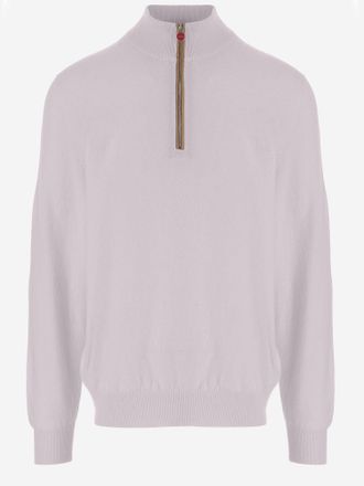 Kiton Mens Cashmere Sweater With High Neck Lilac