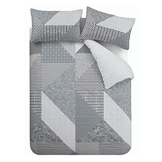 Catherine Lansfield Larsson Geo Easy Care Single Duvet Set Grey