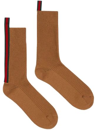 Gucci Socken mit Webstreifen - Braun