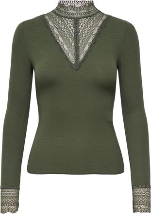 Only ONLTILDE L/S HIGH Neck LACE TOP JRS NOOS