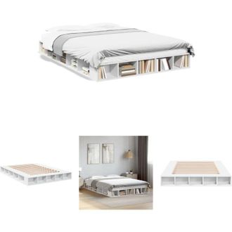 vidaXL The Living Store Bettgestell Wei&szlig; 140x200 cm Holzwerkstoff - Betten & Bettgestelle