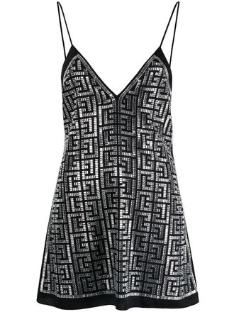 Balmain Top mit Kristallverierungen - Schwarz