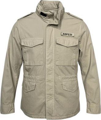 Aspesi Homme, Vestes, Beige, Taille: XL Fieldjacket Dry Wax