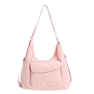 Generic Sac fourre-tout en nylon de couleur unie de grande capacit&eacute; pour femme, pour le travail, le shopping, les voyages au quotidien, rose, 400.00x250.00x15