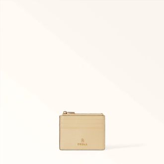 Furla Camelia Kartenetui S Cremino Gelb Strukturiertes Leder Damen