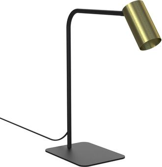 Licht-Erlebnisse Kleine Tischleuchte Schwarz Messing 40cm Modern flexibel GU10 Metall COLENE Schreibtischlampe Leselampe