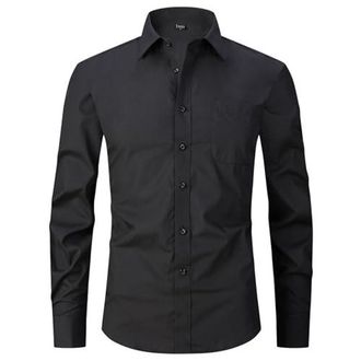Generic Chemise &agrave; manches longues pour homme - Classique - Moderne - Coupe facile - Avec col Kent - En coton m&eacute;lang&eacute; - Pour la vie quotidienne, le bureau, les