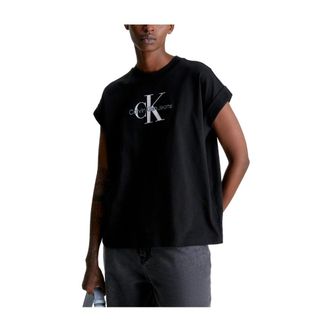 Calvin Klein Modernes- l&auml;ssiges T-Shirt mit ikonischem Logo - - Tops - Damen - Schwarzk - XS