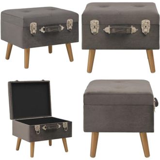 vidaXL Vidaxl - Hocker mit Stauraum 40 cm Grau Samt - Samt Sessel - Beistelltisch - Wohnzimmer Dekoration - Grau Samter Stuhl - Stauraum M&ouml;bel - Home &