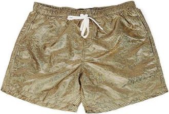 Generic HUIWDP Beach Board Homme Short de Bain Hommes Maillots de Bain Argent Brillant Surf Trunks Boxers Faux Cuir Beachwear Gymwear, Noir/dor&eacute;, XL