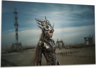 Wallario Herdabdeckplatte/Spritzschutz aus Glas, 1-teilig,90x52cm mit 8mm hohen Füßen, für Ceran- und Induktionsherde, Wüstenkriegerin