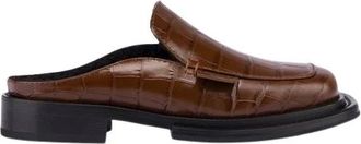 Moschino Femme, Chaussures, Brun, Taille: 36 EU Sabots en cuir de veau &agrave; imprim&eacute; crocodile