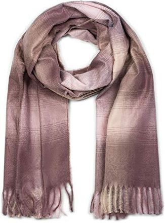 styleBREAKER Châle avec un motif à carreaux et franges, écharpe dhiver, étole, foulard, unisexe 01017098, couleur:Rose sombre-beige