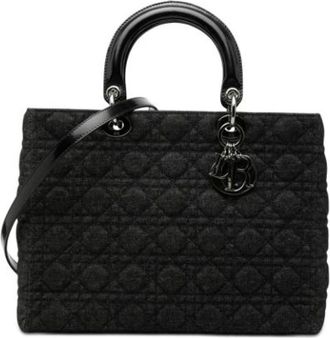 Dior Sac &agrave; main Lady Dior en denim pr&eacute;-poss&eacute;d&eacute; - Femme - Pre-owned - Noir - Taille: ONE Size